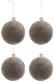 Set čtyř šedých skleněných vánočních ozdob J-Line Moli 10 cm