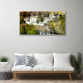 Obraz na skle Vodopád Skály Příroda 125x50 cm