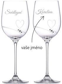 Dekorant Sklenice na víno pro svědkyni se Swarovski krystaly Romance 2KS