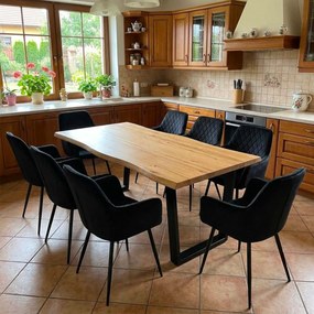 Vikio Jídelní set pro 8 osob 180x90 cm dub noha U černá židle s područkami VJS168-8C