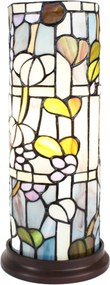 Válcovitá stolní lampa Tiffany s květy Vistaria - Ø 15*36 cm E14/max 1*40W