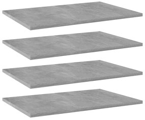 Police na knihy 4 ks betonově šedé 60x40x1,5cm kompozitní dřevo