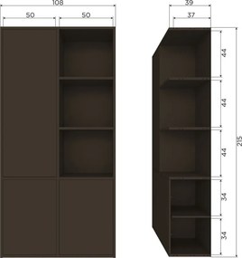 Tmavě hnědá modulární skříňka z borovicového dřeva 108x215 cm Meggy – WOOOD