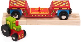Bigjigs Rail Dřevěný vagon s traktorem + 2 koleje