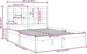 Rám postele černý masivní dřevo 200 x 200 cm 3105494
