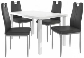 Jídelní set Roberto 1+4 židlí - bílá/černá