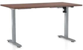 Výškově nastavitelný stůl OfficeTech A, 120 x 80 cm, šedá podnož, ořech