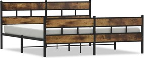 Kovový rám postele bez matrace kouřový dub 180 x 200 cm 3308466