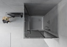 Mexen Rio, čtvercový sprchový kout s posuvnými dveřmi 80 x 80 cm, 5mm šedé sklo, chromový profil + bílá vysoká vanička, 860-080-080-01-40-4510