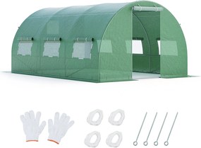 Costway Skleník |12 m² fóliovník s kovovým rámem skleník s 6 rolovacími okny