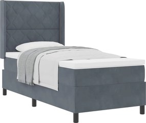 Postel s boxspringem s čelo Tmavě šedá 90 x 190 cm samet 3342039