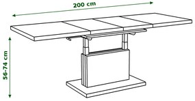 Mazzoni ASTON černý lesk, rozkládací, zvedací konferenční stůl, stolek - 70 cm