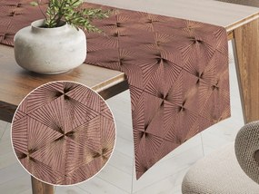 Biante Sametový běhoun na stůl Isabela IBL-009 Rose Gold trojúhelníky na starorůžovém 35x120 cm