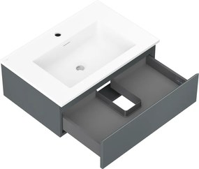 Mexen Orio, koupelnová skříňka 70 cm s umyvadlem Otis, 1 zásuvka, grafitová matná/bílá matná, 91A10-07023-1-BF66-W18M01