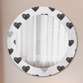 Kulaté zrcadlo s dekorem Abstraktní srdce fi 60 cm