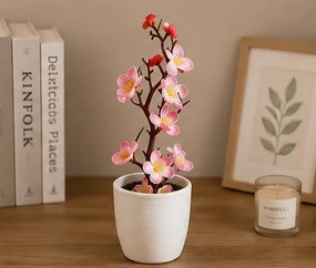 umělá květina, bonsai švestkového květu, plast, výška 28 cm, růžová, Dekorino UK20260002