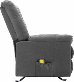 Masážní polohovací křeslo světle šedé textil 321410