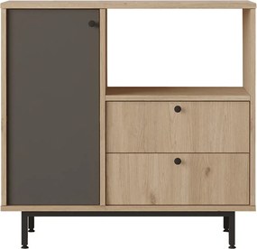 Skříňka na mikrovlnku Houseland Royce 01 dub Castello/antracitově šedá