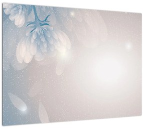 Skleněný obraz - Zasněžené květy (70x50 cm)