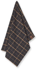 Humdakin Utěrka z recyklované bavlny Brown Plaid - set 2 ks, černá barva, hnědá barva, textil