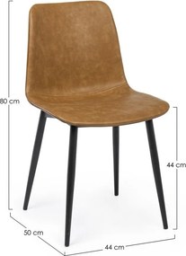 Hnědá jídelní židle z imitace kůže Kyra – Bizzotto