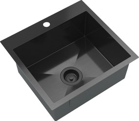 Gamma Gamma, 1-komorový ocelový dřez 480x450x210 mm, černá, GMA-S4845-BK