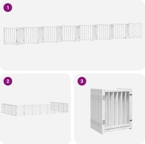 Zábrana pro psy s dvířky skládací 15 panelů bílá 750 cm topol 3155705