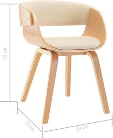 Jídelní židle 4 ks krémové ohýbané dřevo a umělá kůže 278863