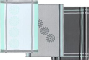 Bellatex Kuchyňské utěrky sada 3 kusů 50x70 cm Květ Modrá,Šedá