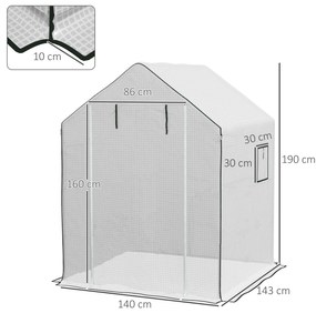Náhradní skleníková fólie Outsunny s UV ochranou, boční okno, rolovací dveře, náhradní kryt, PE fólie pro rajčatový skleník, bílá, 140 x 143 x 190 cm