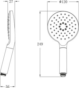 Sapho ruční sprcha 120 mm masážní otočná 3 funkce chrom 1204-32