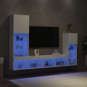 4dílná obývací stěna s LED osvětlením bílá kompozitní dřevo 3216647