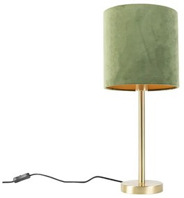 Stolní lampa botanická mosazná se zeleným stínítkem 25 cm - Simplo