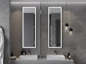 Mexen Coro koupelnové zrcadlo podsvícené 50 x 150 cm, LED 6000K, protimlhové, černý rám - 9817-050-150-611-70