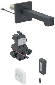 Geberit Brenta - Elektronický umyvadlový ventil pod omítku, pro studenou vodu, bateriové napájení, easy to clean, matná černá 116.293.14.1