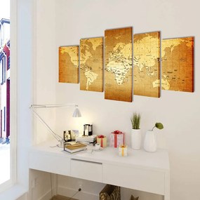 Sada obrazů, tisk na plátně, motiv mapa světa, 200 x 100 cm 241597