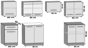Kuchyňská linka Belini 260 cm dub sonoma s pracovní deskou Justyna  TOR JUSTYNA/3/WT/DS/0/B1