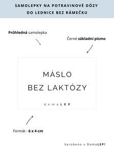 MÁSLO BEZ LAKTÓZY - Samolepka na dózy do lednice, 6 x 4 cm