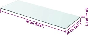 Policové desky 2 ks sklo čiré 70 x 25 cm 3051570