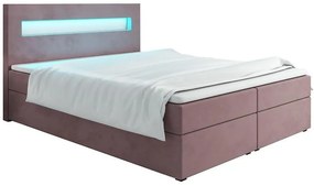 KENIX LOZE 140x200 boxspring postel s LED osvětlením růžová