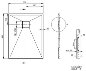 Deante Correo, obdélníková granitová sprchová vanička 90x70x3, 5 cm, černá matná, DEA-KQR_N71B