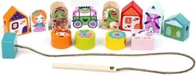 CUBIKA 14309 Navlékací pohádka - navlékací set - 13 dřevěných dílů a 8