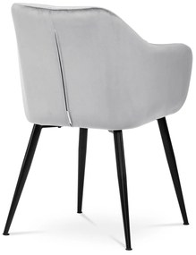 AUTRONIC Jídelní židle, potah stříbrná matná sametová látka, kovové nohy, černý matný lak