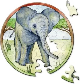 CURIOSI Kulaté puzzle Picoli: Slon / 33 dílků / průměr 9 cm