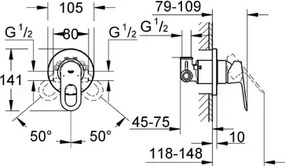 Grohe - Sprchová baterie pod omítku, s tělesem, chrom