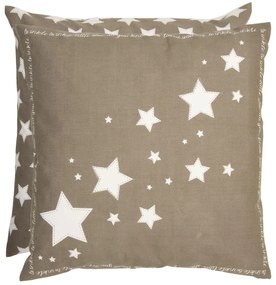 Hnědý bavlněný povlak na polštář s hvězdami - 50*50 cm