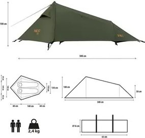 NILS Camp NC2502 Skyair 2 zelený / Lehký stan pro 2 osoby / 300 x 220