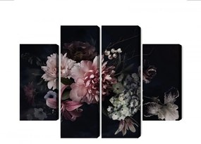 Vícedílný obraz Květiny Ve Stylu Vintage Na Tmavém Pozadí Nedostatek Nedostatek Přírodní plátno 120x90