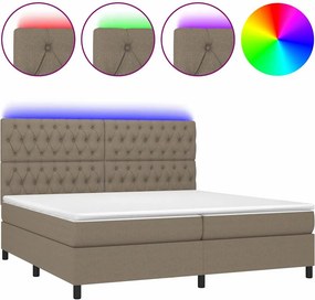 Box spring postel s matrací a LED taupe 200x200 cm textil 3135145
