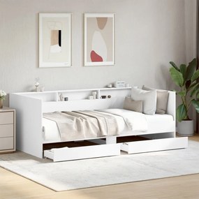 Válenda se zásuvkami bez matrace bílá 90 x 200 cm 3280846